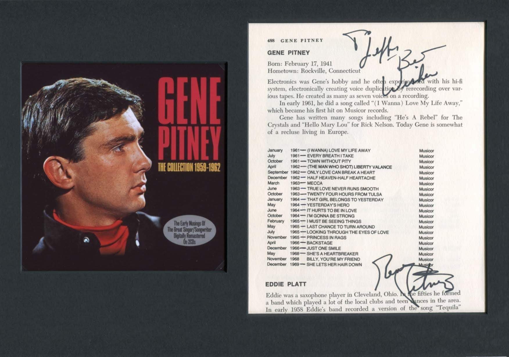 Gene Pitney autograph | In-Person signed bookpage mounted