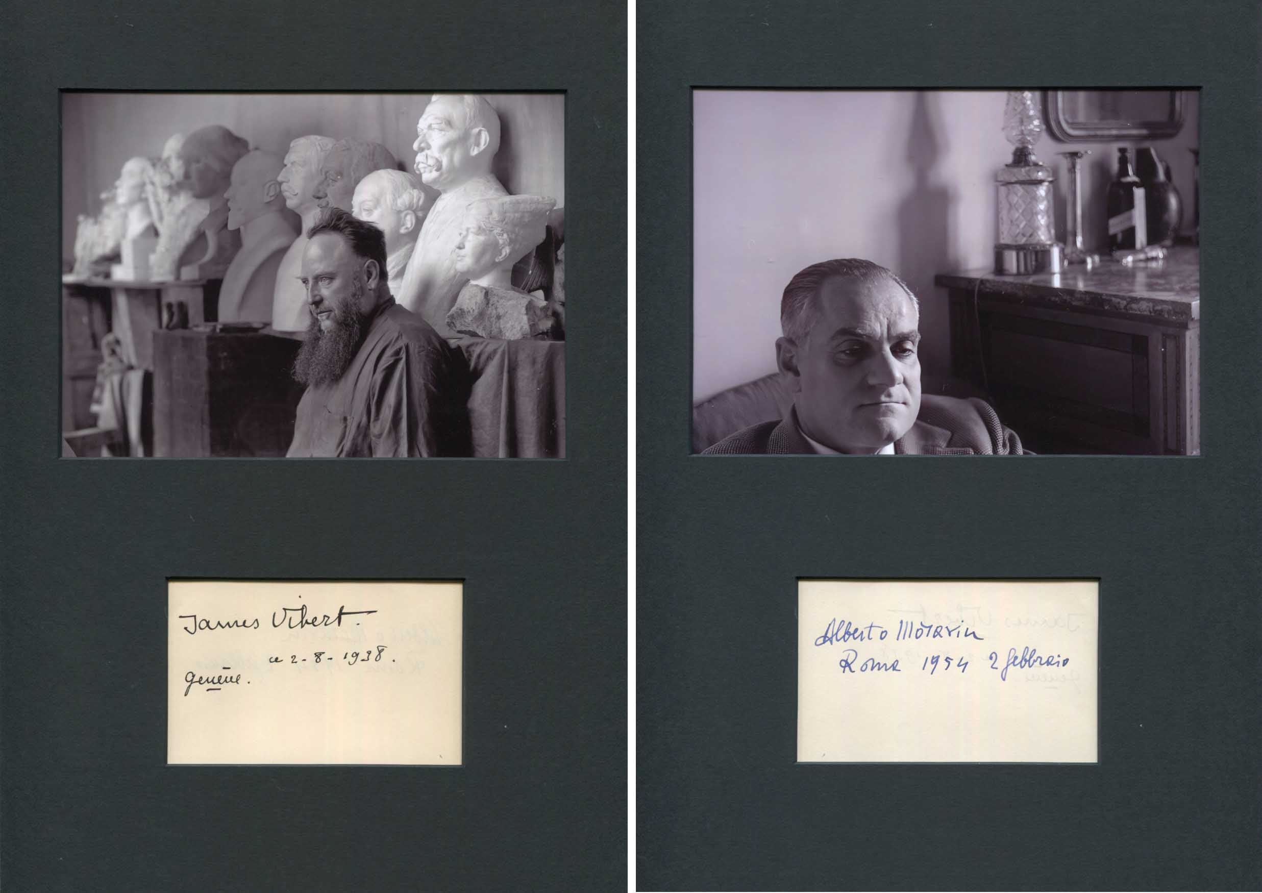 James Vibert & Alberto Moravia autographs, signed album page (both ...