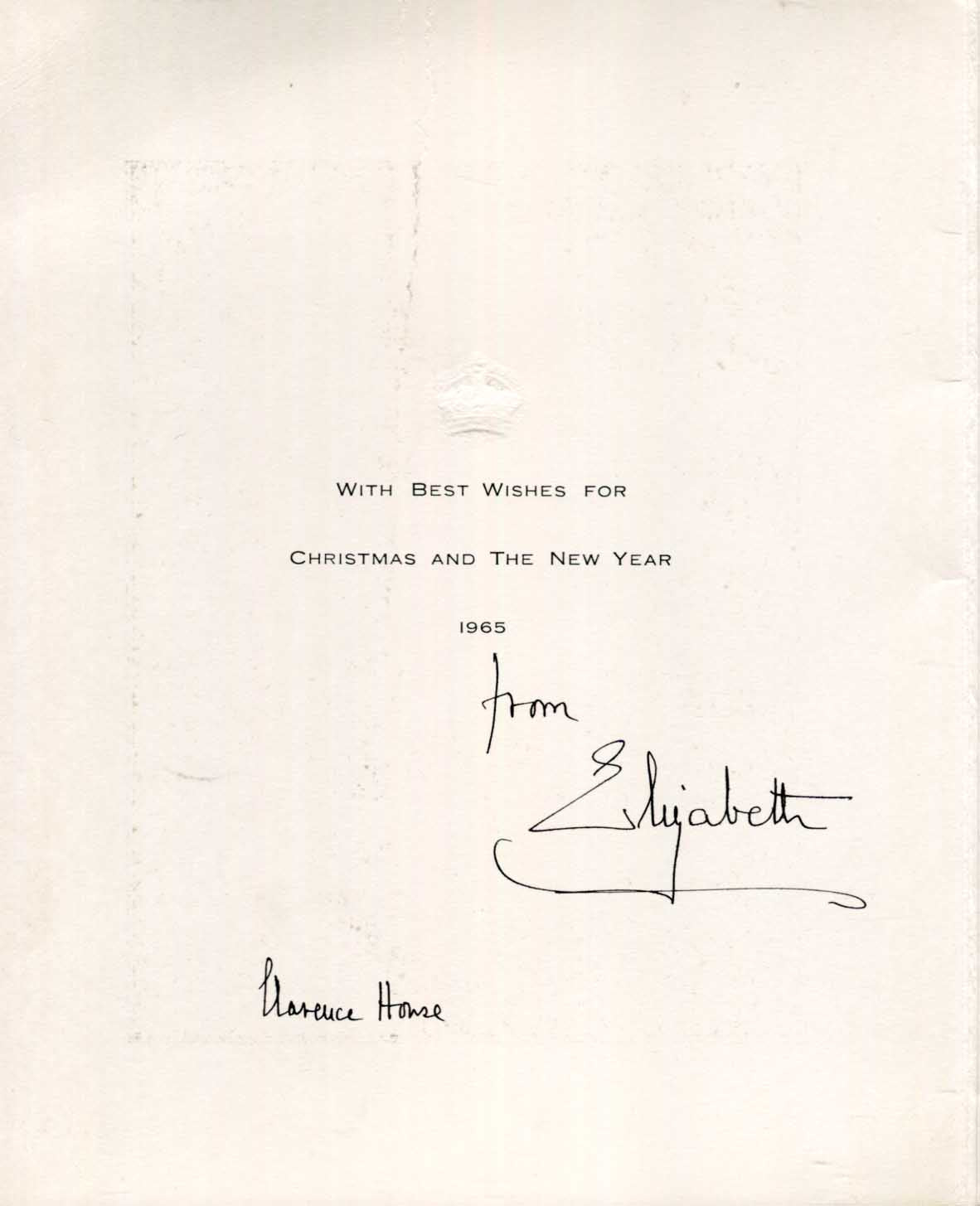 Queen Elizabeth The Queen Mother autograph, signed New Year`s folding card