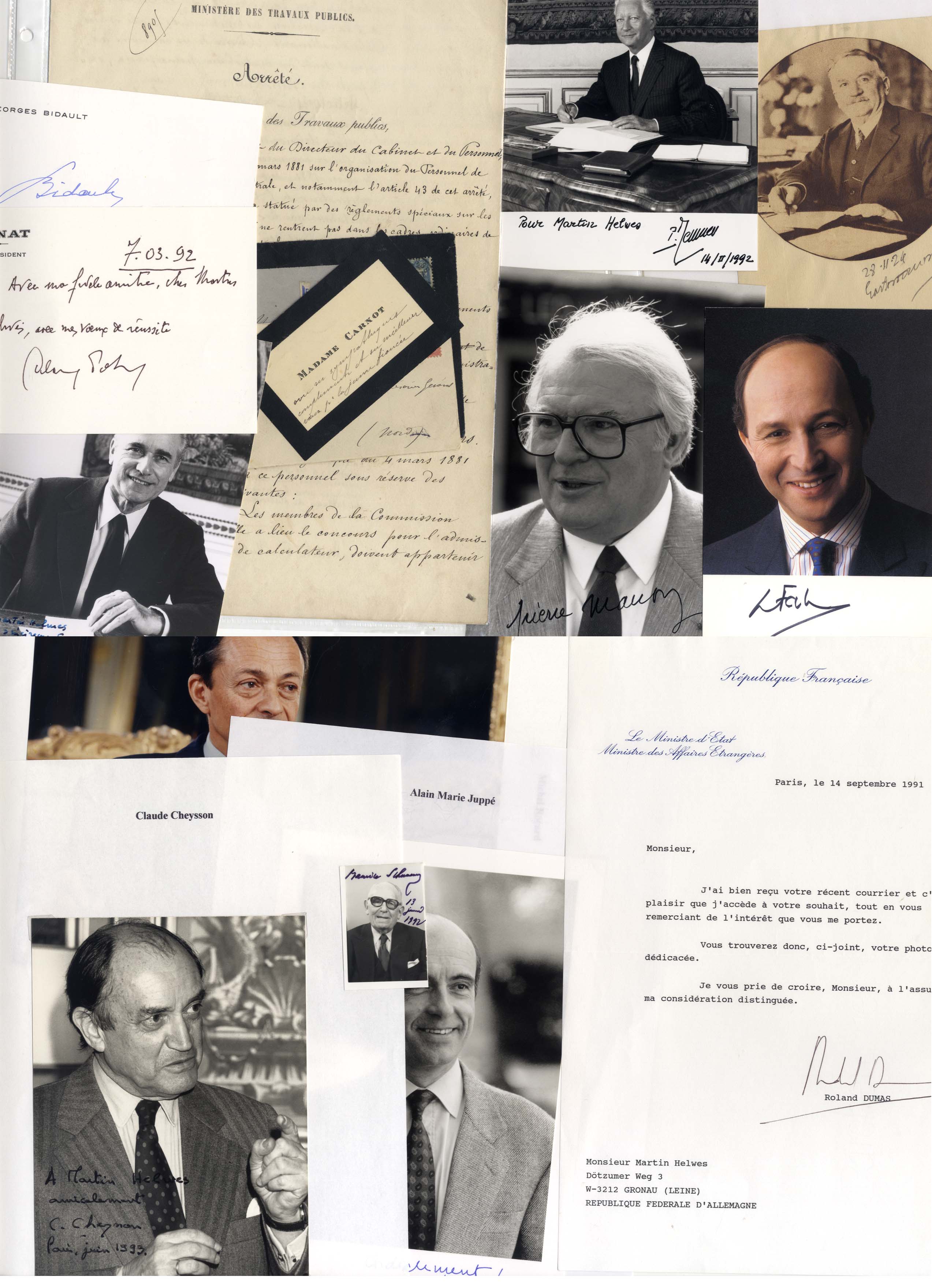 French Politicians Collection (26) autographs, signed photos, cards ...