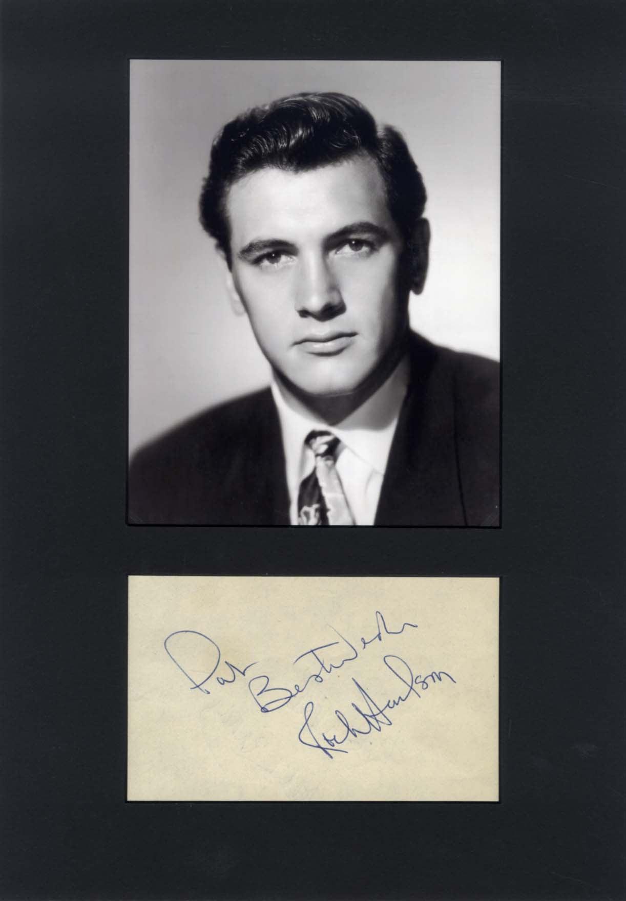 Rock Hudson autograph, signed album page & mounted