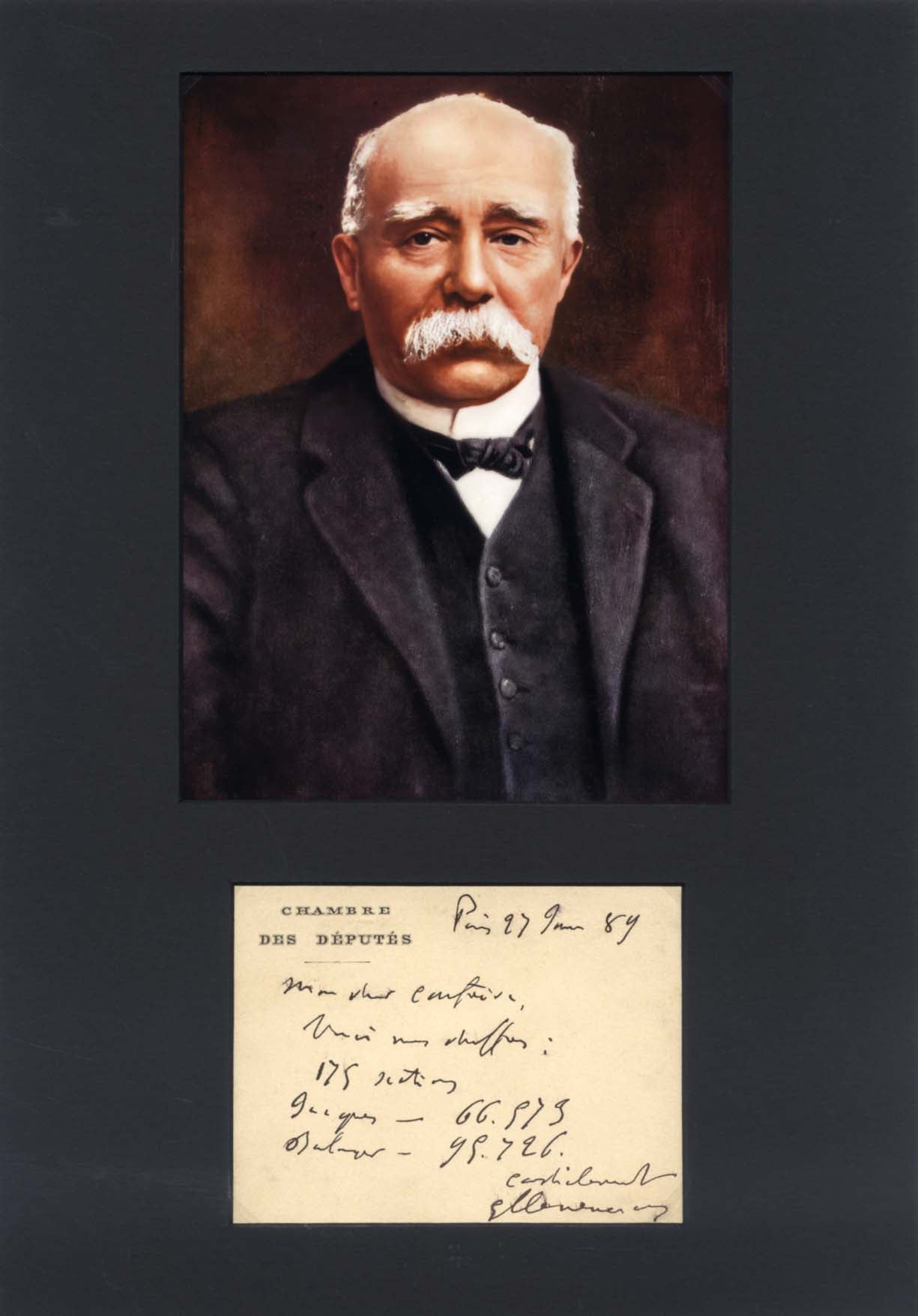 Georges Benjamin Clemenceau autograph note signed & mounted