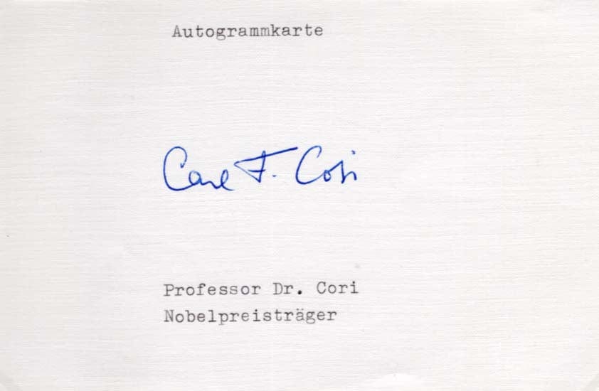 Carl Ferdinand Cori Autograph | signed cards / album pages