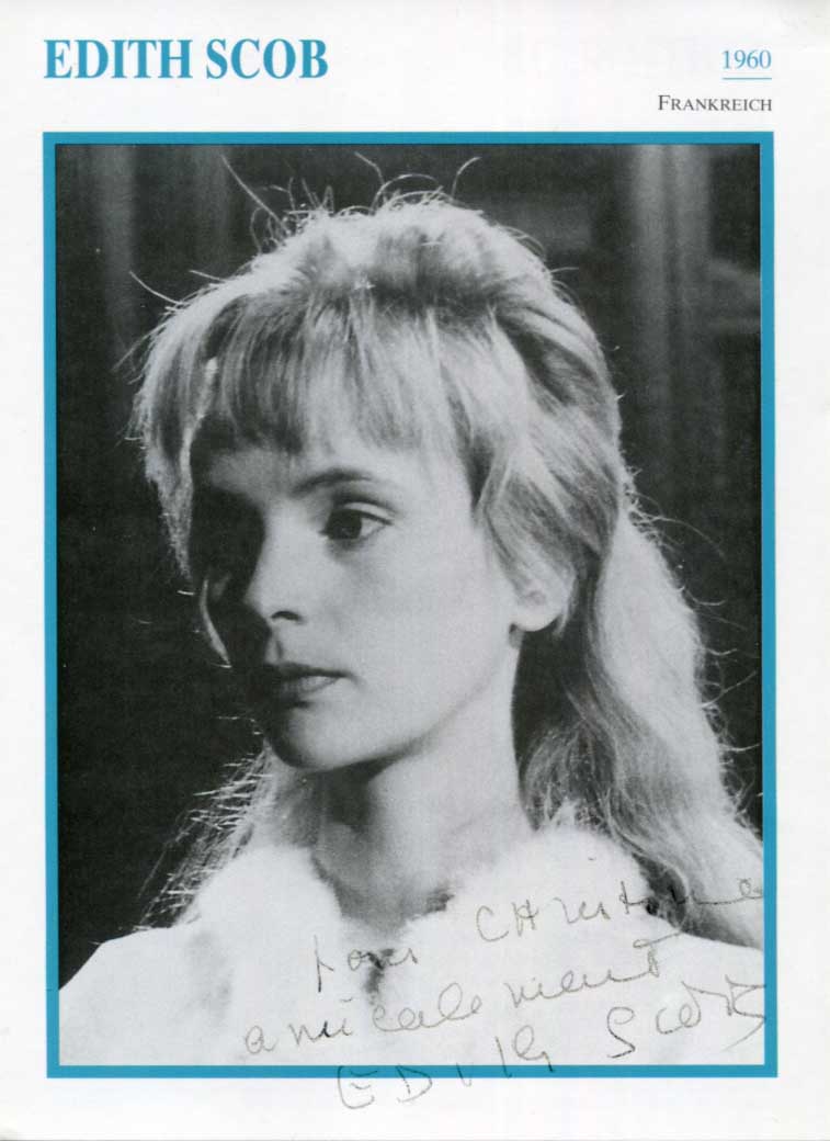 Edith Scob autograph, signed cinema promotion card