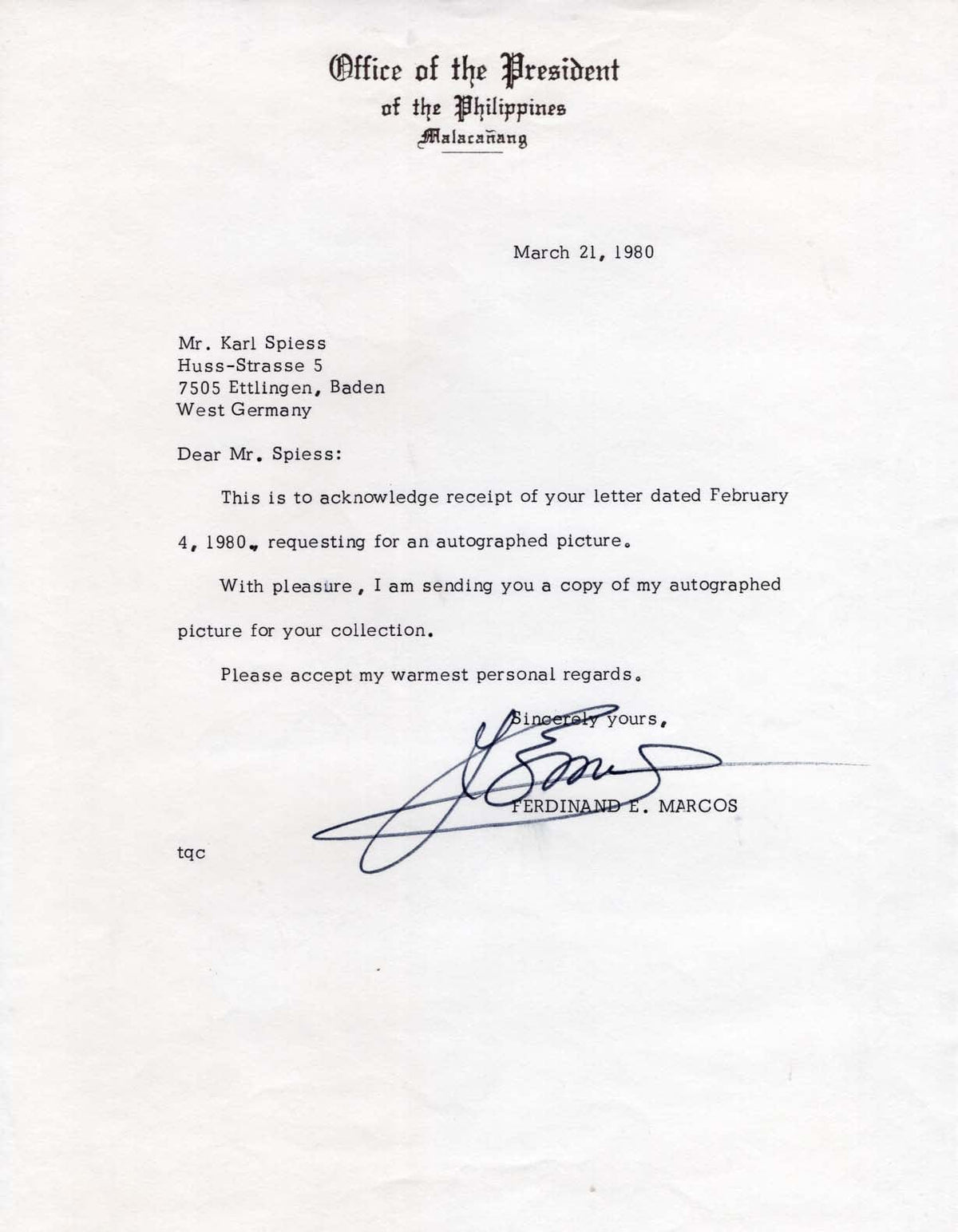 Ferdinand Marcos Autograph | signed letters