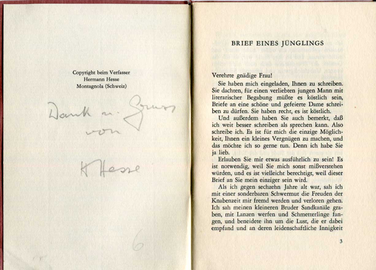 Hermann Hesse Autograph | signed programmes / books