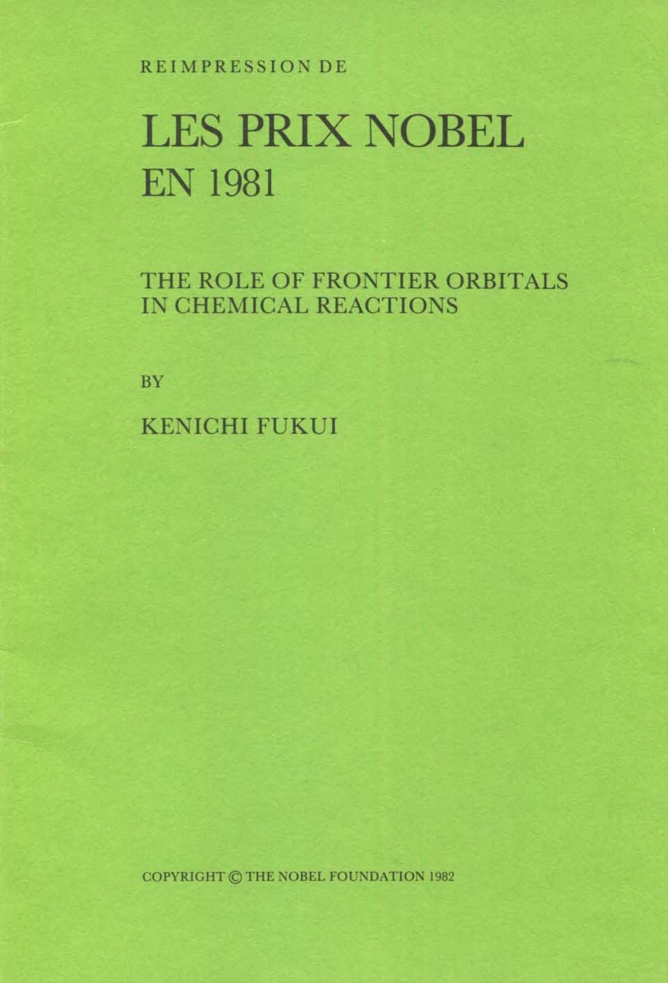 Kenichi Fukui autograph, printed scientific article signed