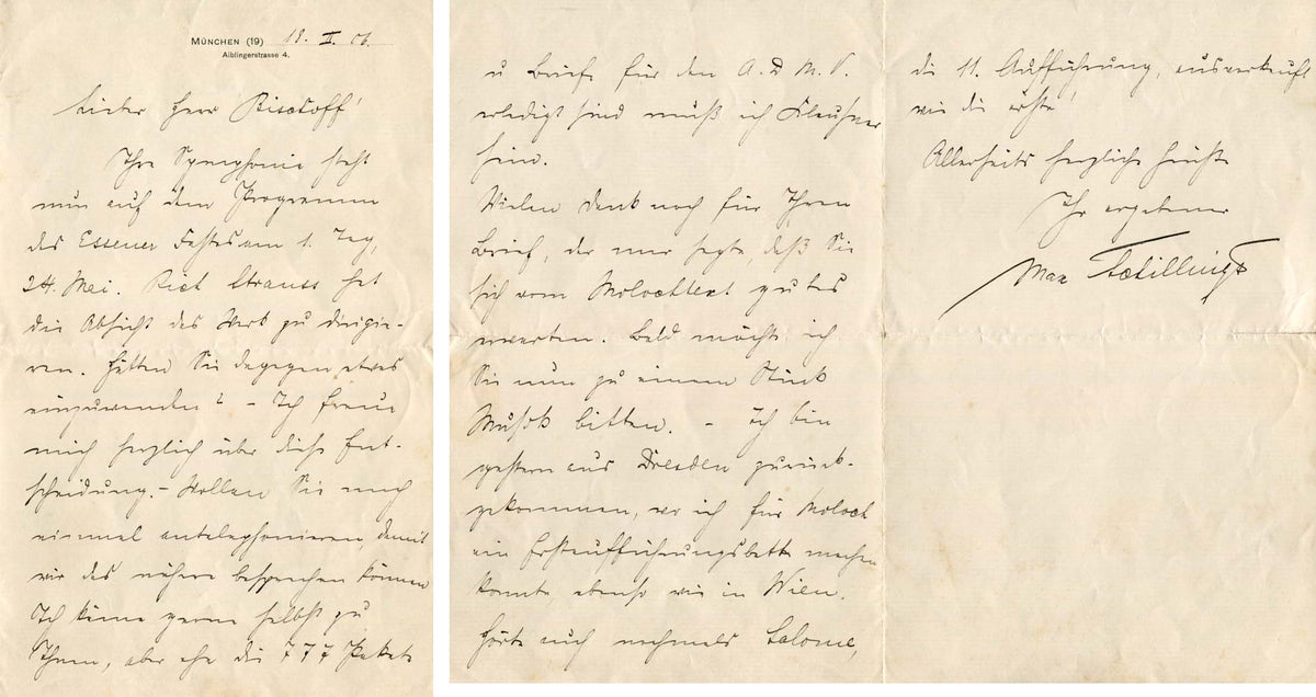 Max von Schillings autograph letter signed