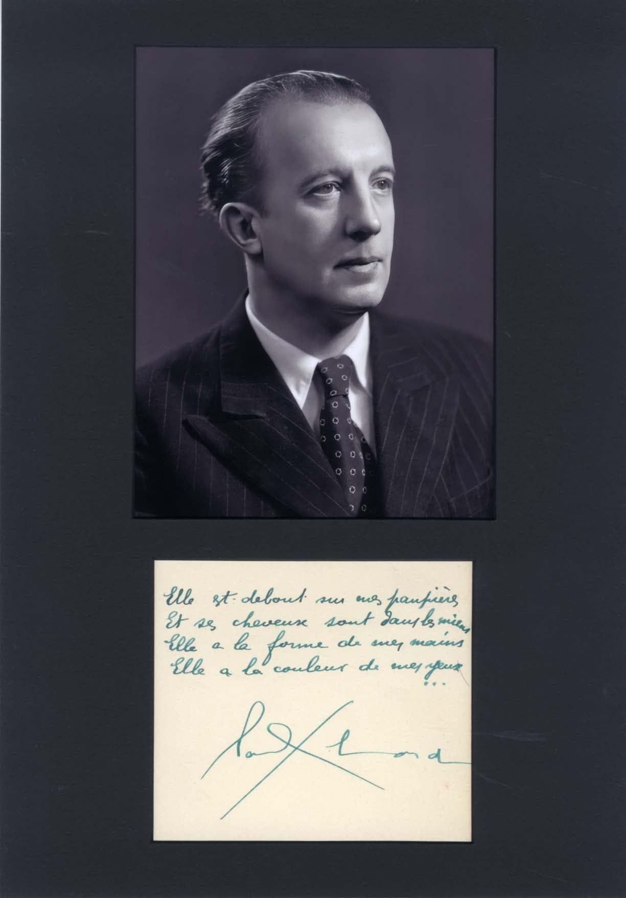 Paul Éluard autograph quotation/excerpt signed & mounted