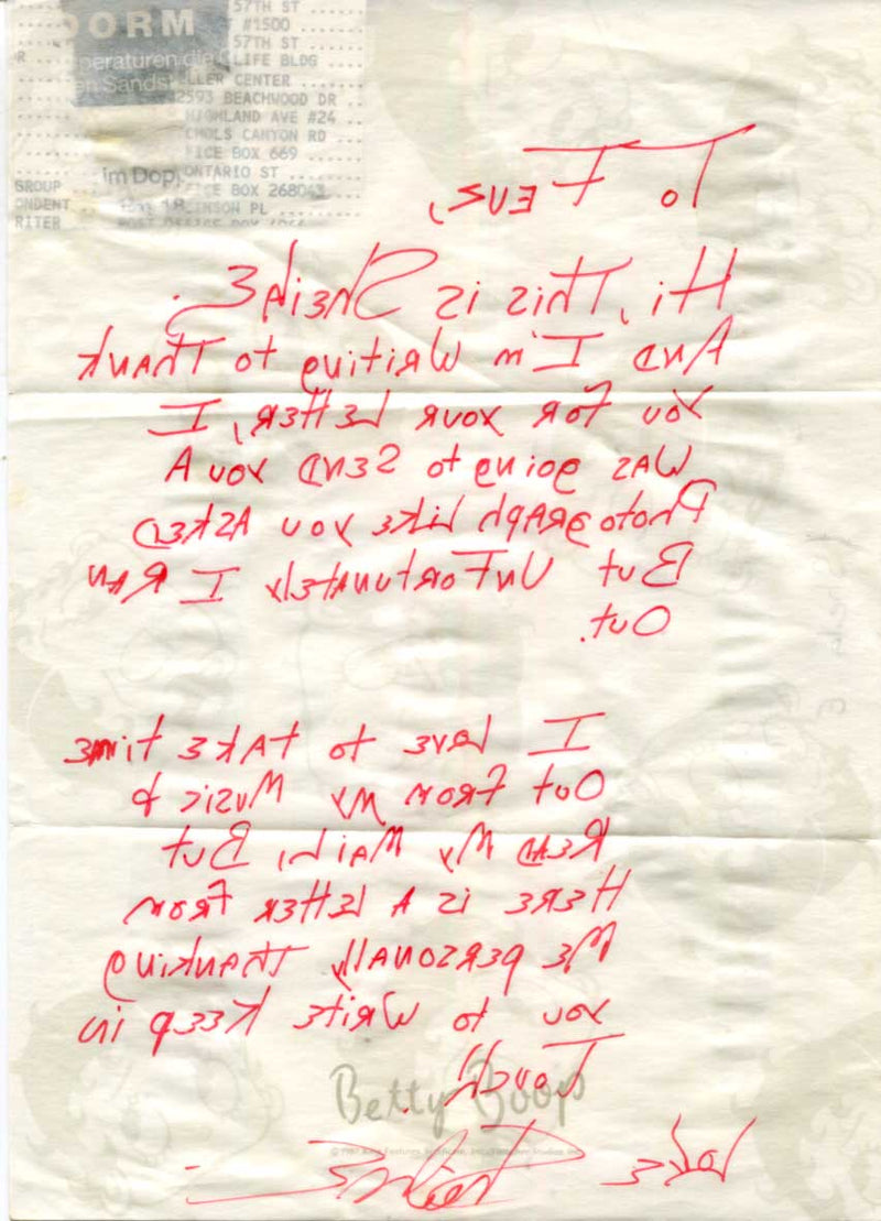 Sheila E. Cecilia Escovedo autograph letter signed