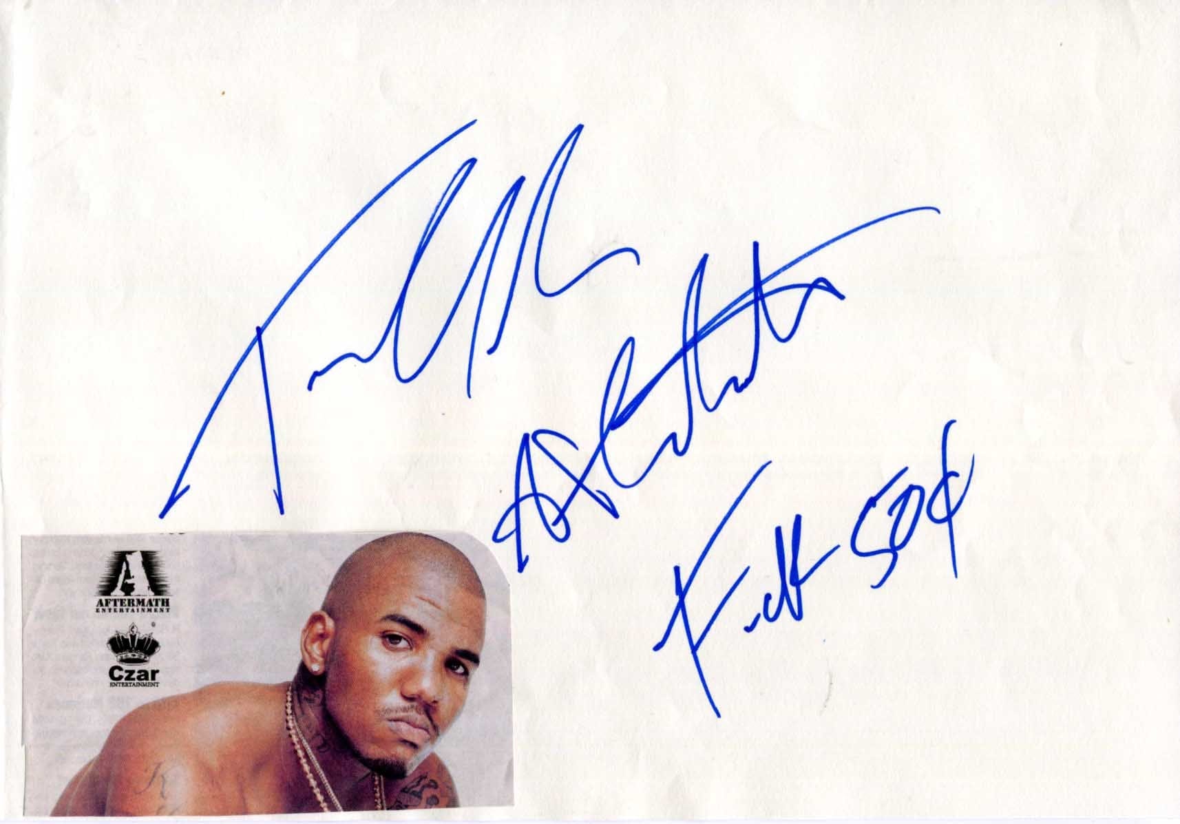 The Game (rapper) autograph, signed album page