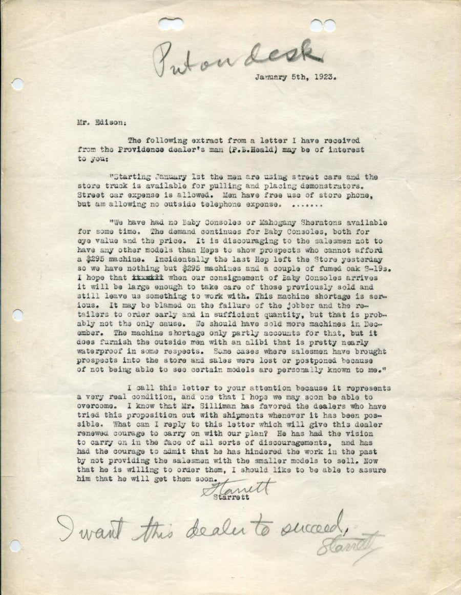 Thomas Edison autograph, handwritten lab notes signed