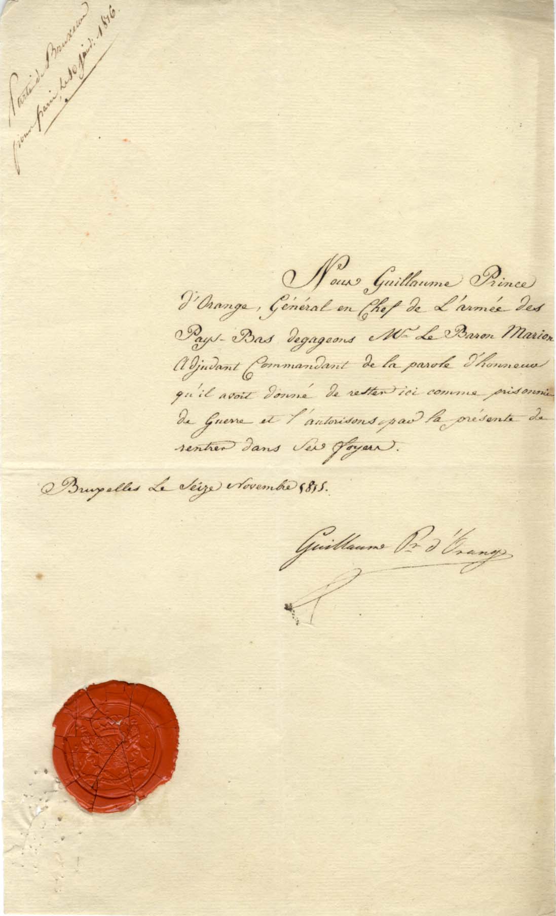 William Frederick George Louis William II autograph letter/document signed