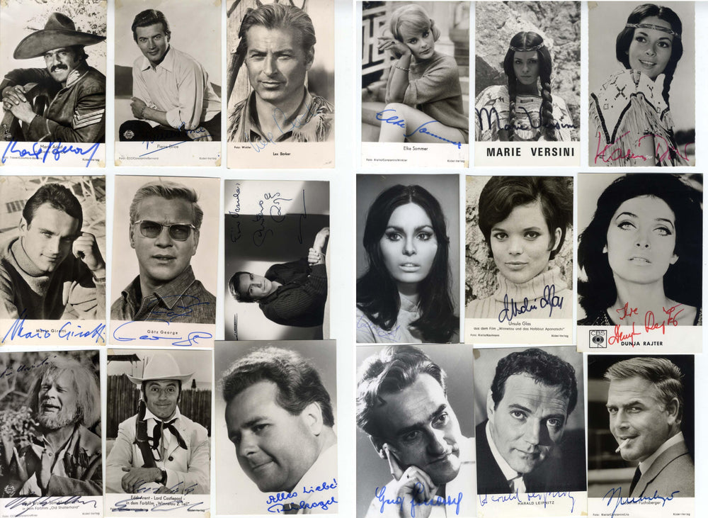 Winnetou autographs, signed vintage photographs in album