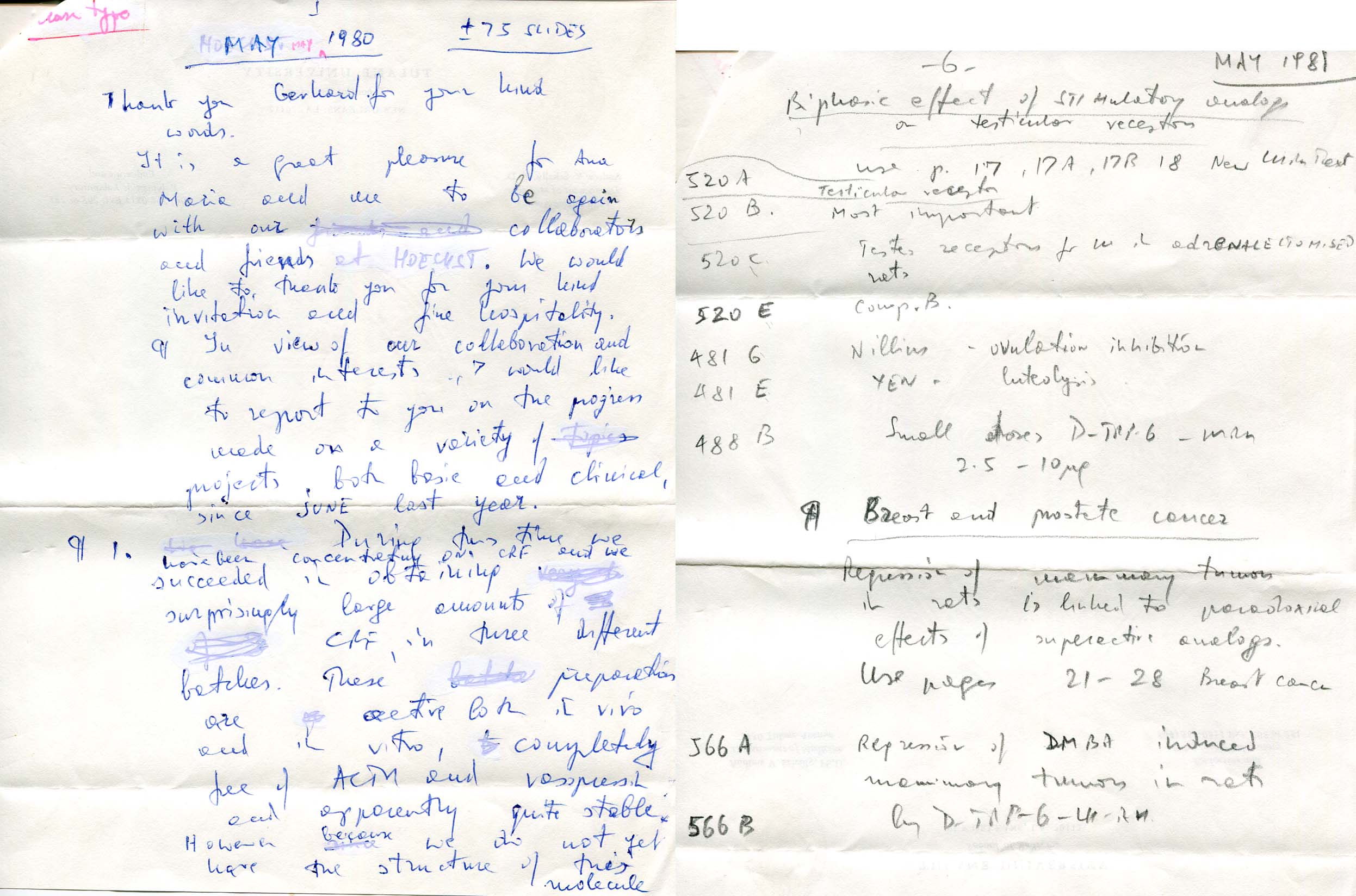 Andrew Victor Schally autograph | Handwritten manuscript & signature