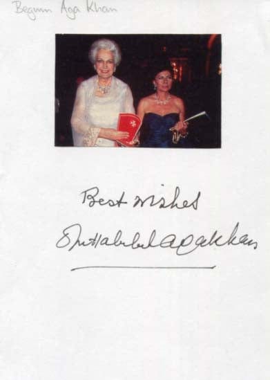 Begum Om Habibeh Aga Khan Autograph | signed cards / album pages