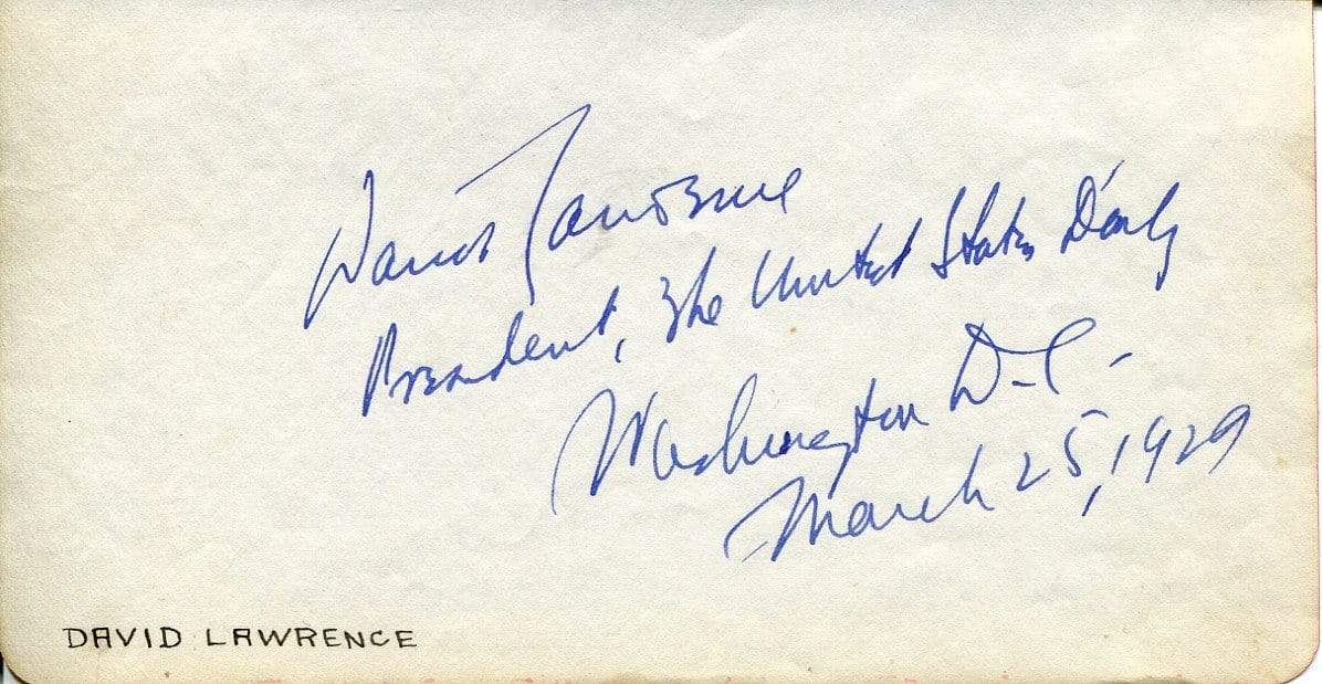 David Lawrence autograph | Signed album page