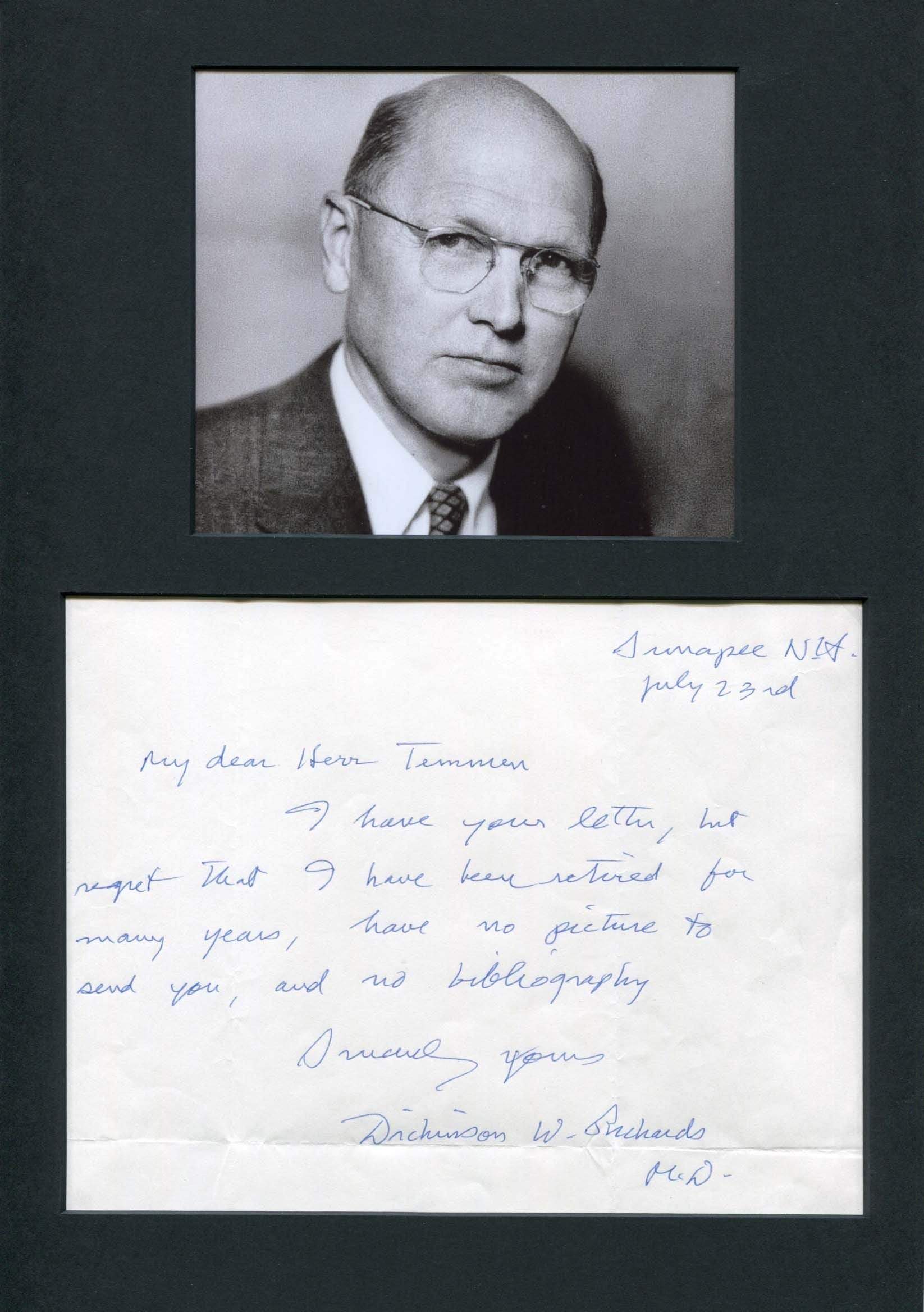 Dickinson Woodruff Jr. Richards autograph | Autograph letter signed
