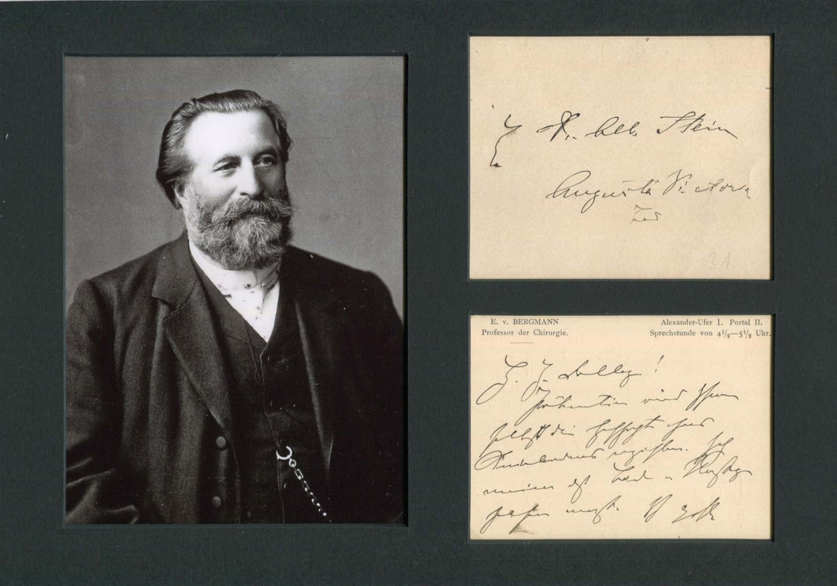 Ernst von Bergmann Autograph note signed & mounted
