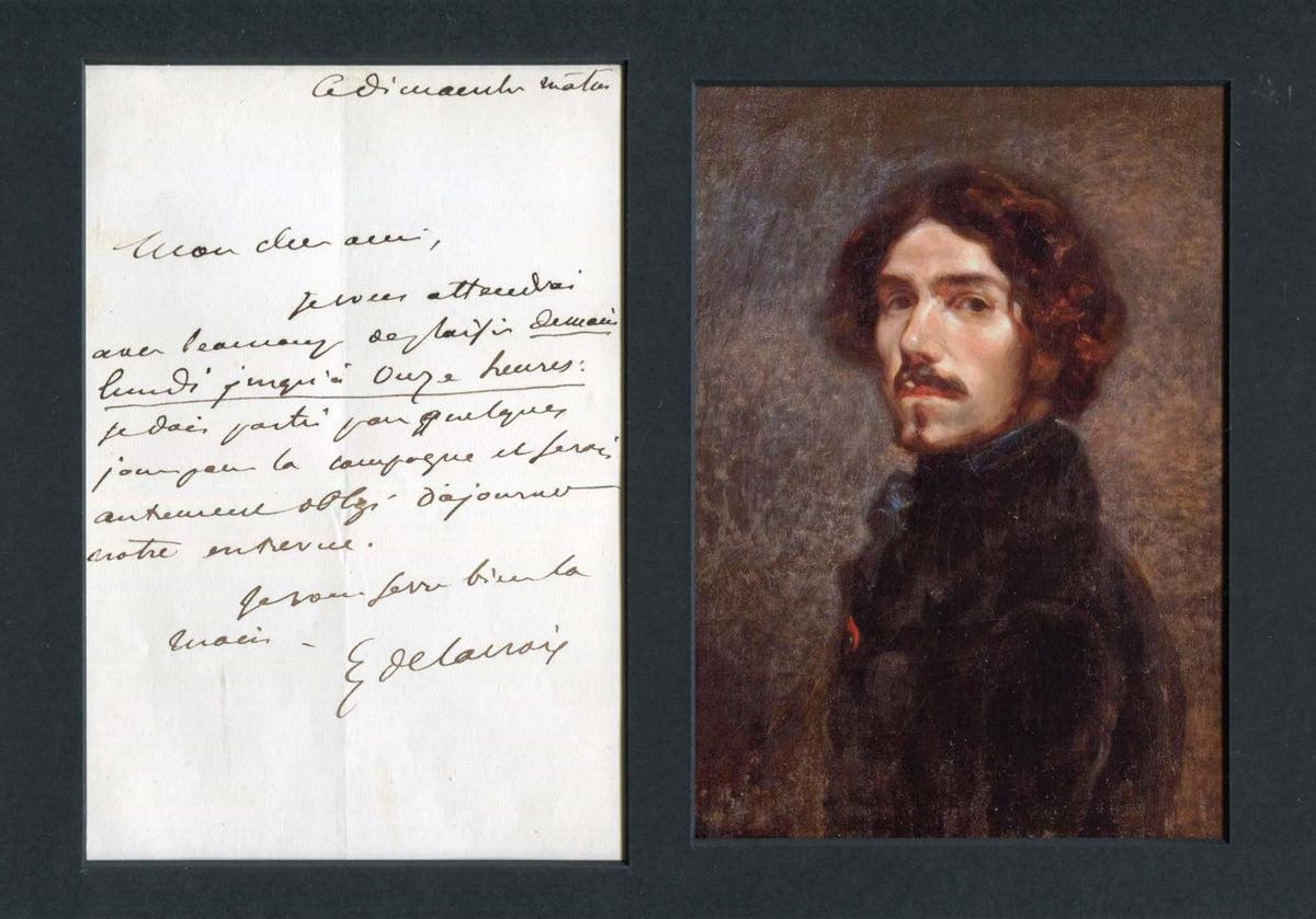 Ferdinand Victor Eugène Delacroix autograph letter signed & mounted