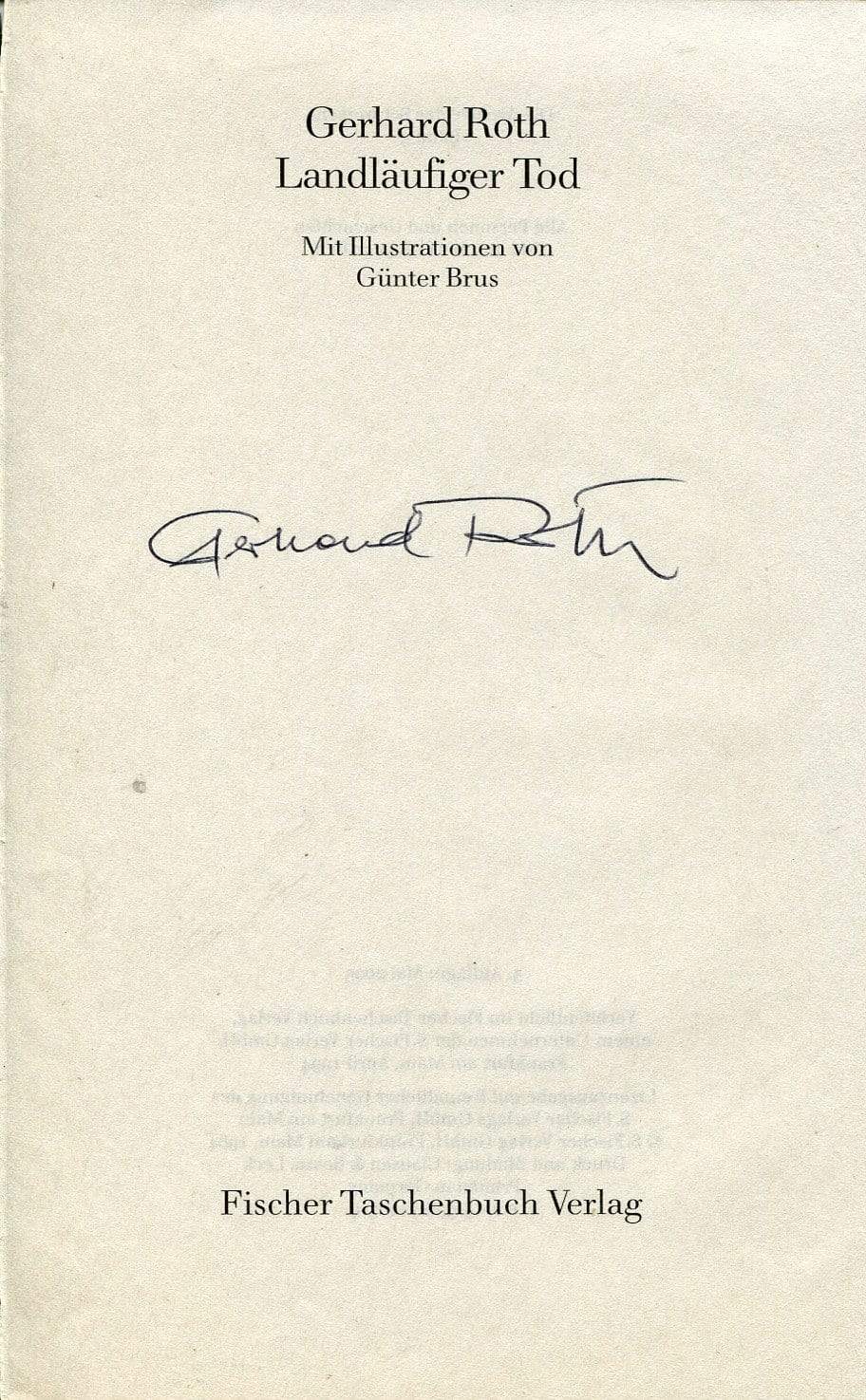 Gerhard Roth autograph | Signed book page