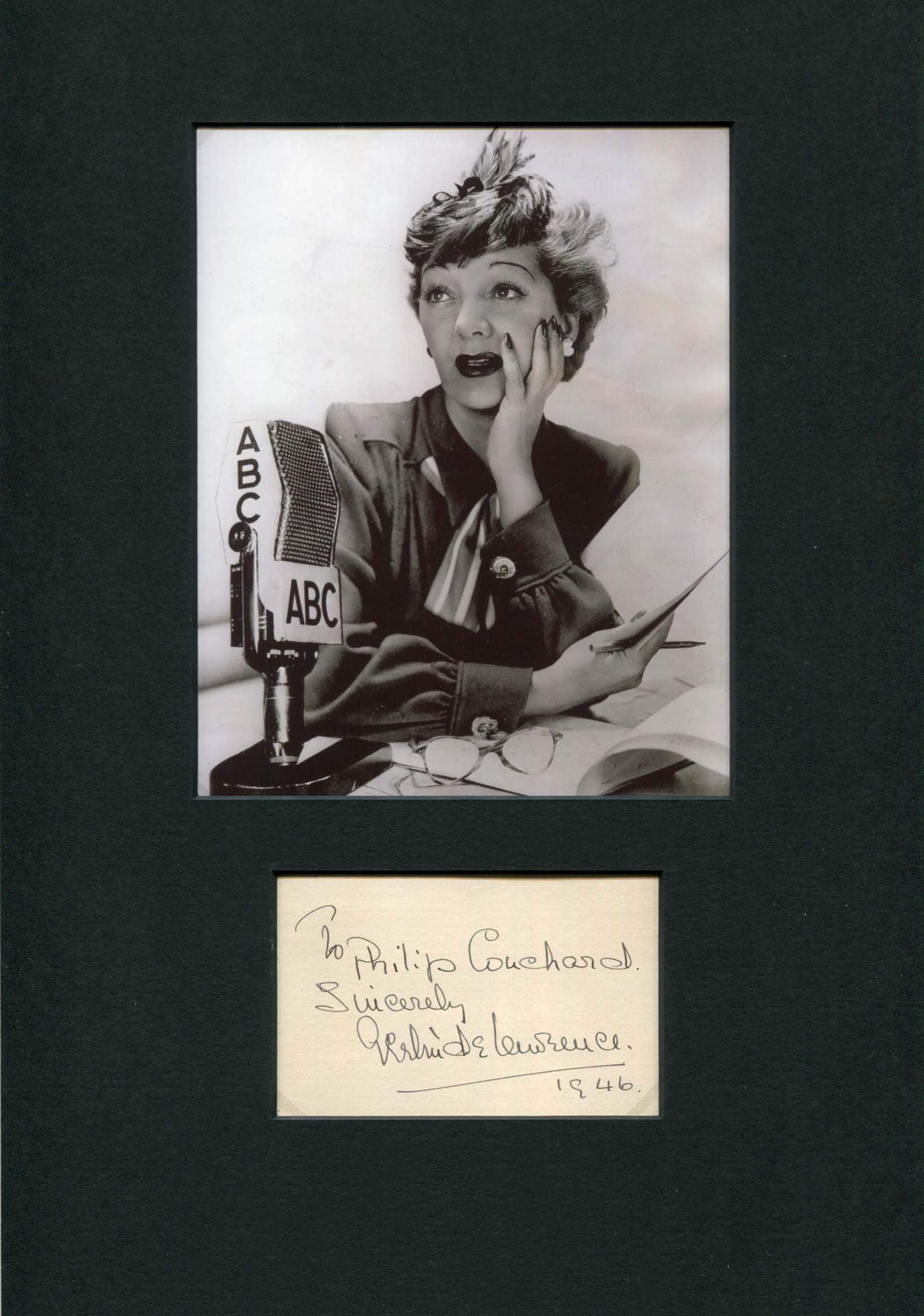 Gertrude Lawrence autograph | Signed card mounted