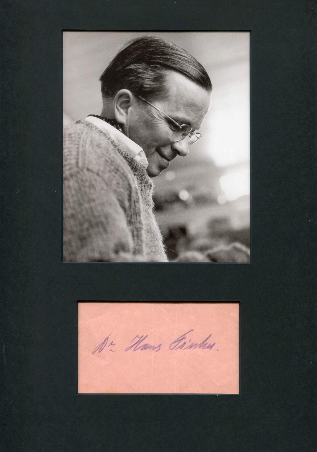 Hans Fischer autograph | Signed album page mounted