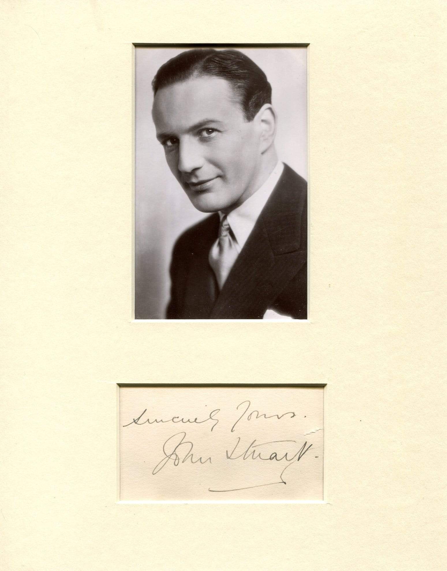 John Stuart autograph | Signed album page mounted