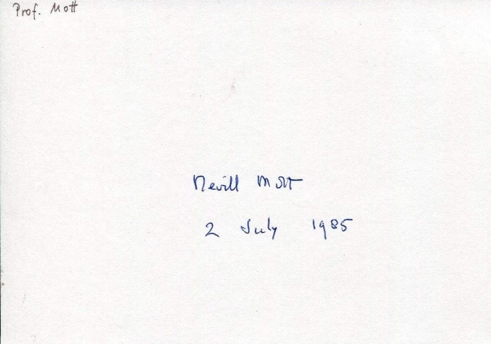 Nevill Francis Mott autograph | Signed card