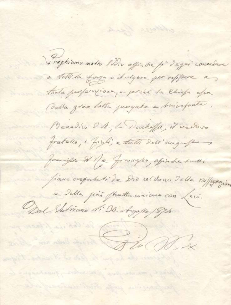 Pope Pius IX Autograph | signed letter mounted