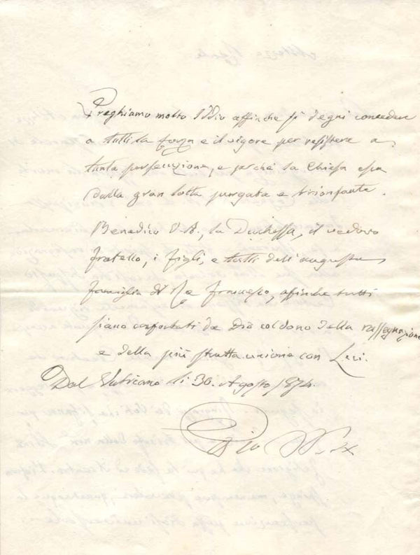 Pope Pius IX Autograph | signed letter mounted