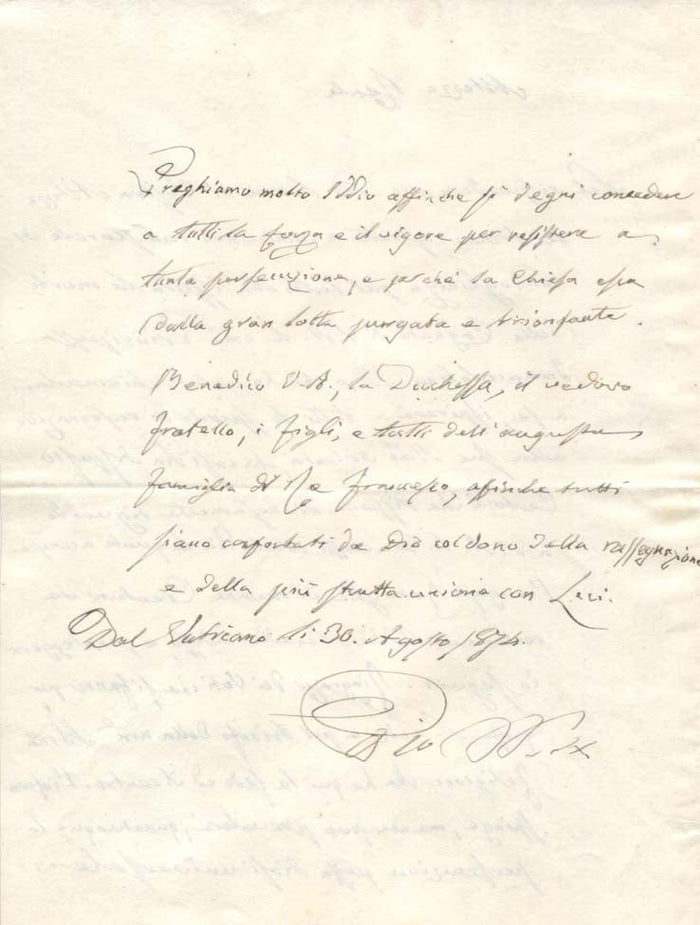 Pope Pius IX Autograph | signed letter mounted